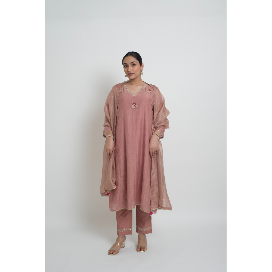 Kumud Kurta Set - Tea Rose – Sinjhar